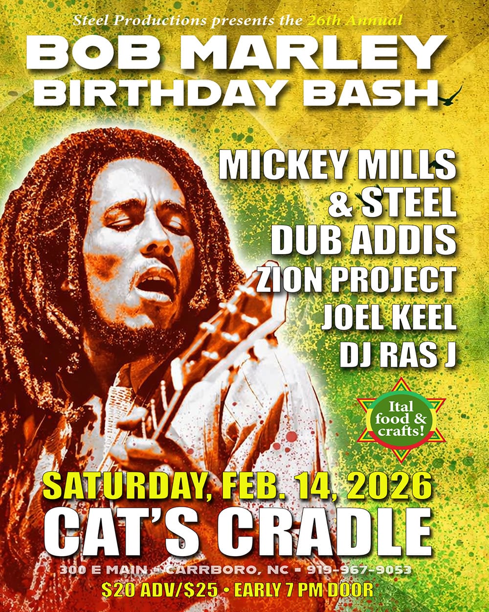 26th Annual Bob Marley Bash: Mickey Mills & Steel, Dub Addis, Zion ...